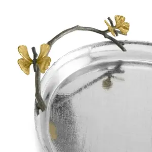 Michael Aram Butterfly Ginkgo Oval Tray - Silver/gold