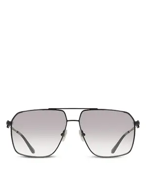 FERRAGAMO Brow Bar Aviator Sunglasses - Shiny Black
