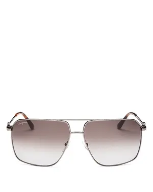 FERRAGAMO Brow Bar Aviator Sunglasses - Shiny Dark Ruthenium/gray Gradient