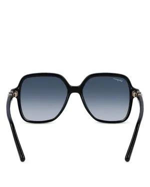 FERRAGAMO 57mm Rectangular Gancini Sunglasses - Black/blue Gradient