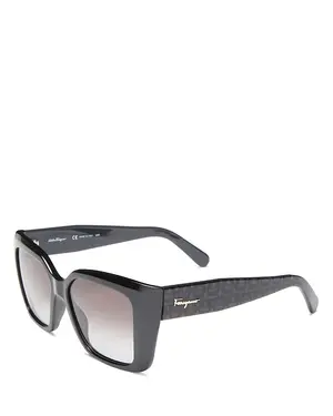 FERRAGAMO 55mm Square Frame Sunglasses - Black/gray Gradient