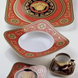 Versace Rosenthal Meets Medusa Service Plate, 12 - Red