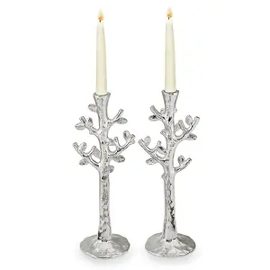 Michael Aram Tree Of Life Candlestick, Pair - Nickel Plate