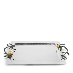 Michael Aram Pomegranate Rectangular Tray - Silver/gold