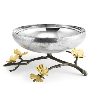 Michael Aram Butterfly Ginkgo Footed Centerpiece Bowl - Silver