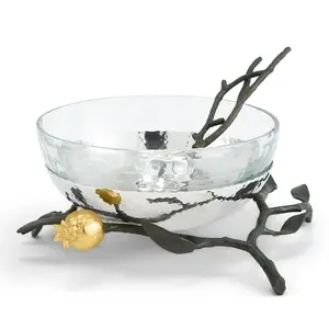 Michael Aram Pomegranate Glass Bowl & Serving Spoon - Silver
