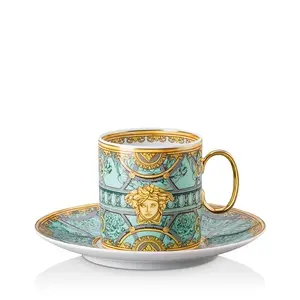 Versace Rosenthal La Scala Del Palazzo Coffee Cup & Saucer - Verde