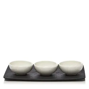 VILLEROY & BOCH New Moon Dip Bowl & Tray, Set Of 4 - White