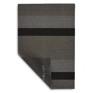 CHILEWICH Skinny Stripe Shag Big Mat, 36 X 60 Silver/black