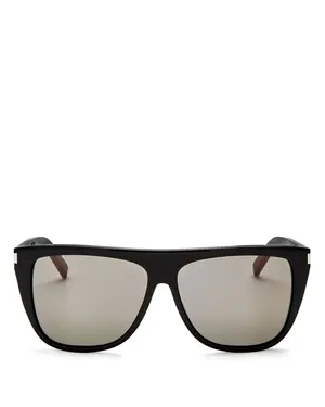 Saint Laurent Flat Top Square Sunglasses 59mm - Black/smoke Solid