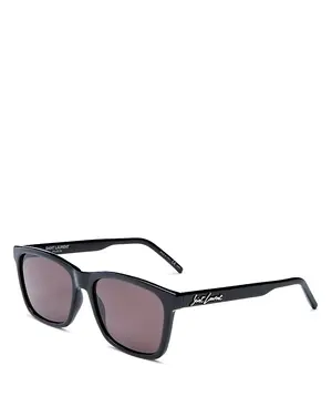 Saint Laurent Square Sunglasses, 56mm - Shiny Black/black