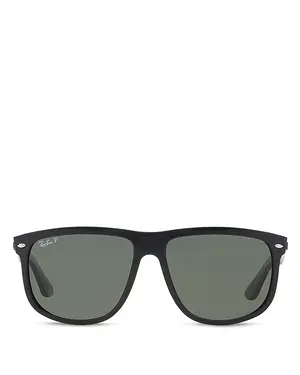 Ray-ban Polarized Boyfriend Square Sunglasses, 60mm - Black/green Polarized