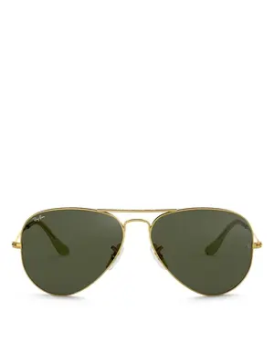 Ray-ban Original Brow Bar Aviator Sunglasses, 58mm - Gold/dark Green Solid