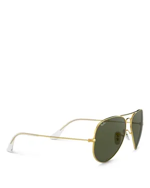Ray-ban Original Brow Bar Aviator Sunglasses, 58mm - Gold/dark Green Solid