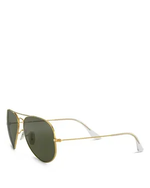 Ray-ban Original Brow Bar Aviator Sunglasses, 58mm - Gold/dark Green Solid