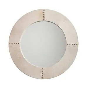 JAMIE YOUNG CO. Round Cross Stitch Mirror - White Hide