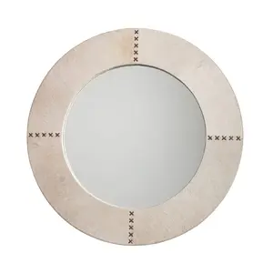 JAMIE YOUNG CO. Round Cross Stitch Mirror - White Hide
