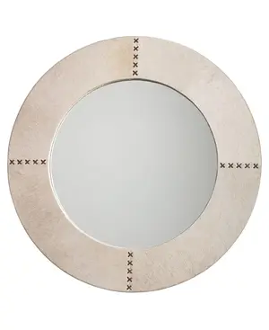 JAMIE YOUNG CO. Round Cross Stitch Mirror - White