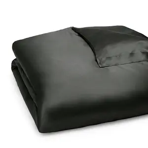Gingerlily Silk Solid Duvet Cover, Queen - Charcoal