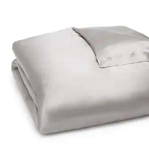 Gingerlily Silk Solid Duvet Cover, Queen - Silver