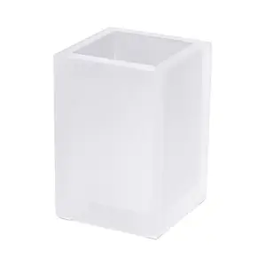 MIKE & ALLY Frost Sky Brush Holder - Frosted White