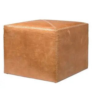 JAMIE YOUNG CO. Leather Ottoman - Buff