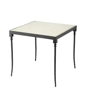 JAMIE YOUNG CO. Nevado Side Table Off White Leather Black Steel