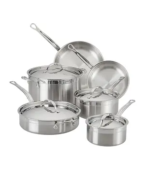 HESTAN Probond Forged 10-piece Professional Clad Stainless Steel Cookware Set - Silver