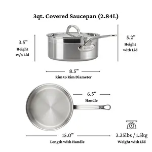 HESTAN Probond Forged 10-piece Professional Clad Stainless Steel Cookware Set - Silver