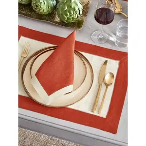 SFERRA Roma Colorblock Placemats, Set Of 4 - Stone/paprika
