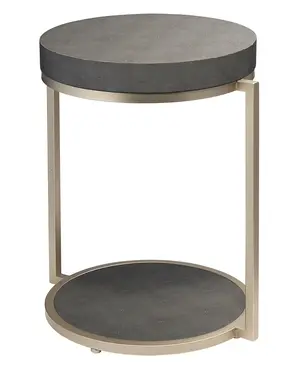 JAMIE YOUNG CO. Chester Faux Leather Shagreen Round Side Table - Dark Grey