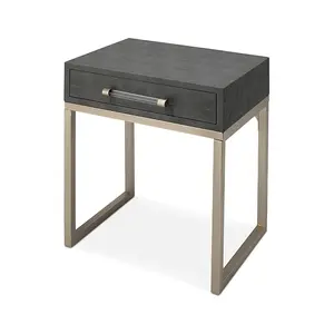 JAMIE YOUNG CO. Kain Faux Leather Shagreen Side Table - Dark Grey