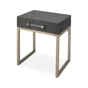 JAMIE YOUNG CO. Kain Faux Leather Shagreen Side Table - Dark Grey