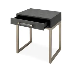 JAMIE YOUNG CO. Kain Faux Leather Shagreen Side Table - Dark Grey