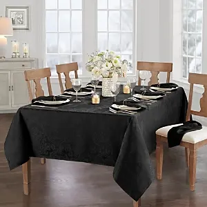 ELRENE HOME FASHIONS Elrene Caiden Elegance Damask Oblong Tablecloth, 60 X 120 Black