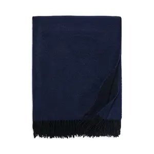 SFERRA Renna Fringed Throw - Navy