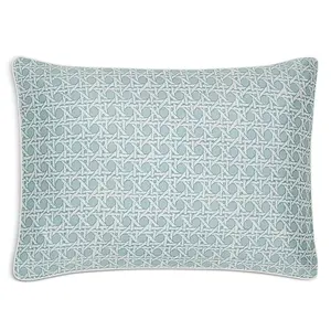Gingerlily Silk Rattan Piped Boudoir Sham - Blue/ivory