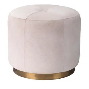 JAMIE YOUNG CO. Thackery Hide On Roud Small Pouf White