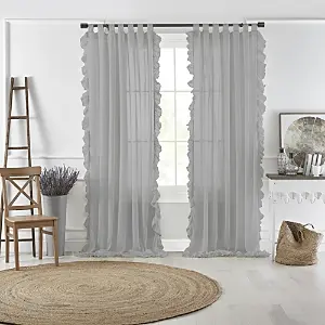 ELRENE HOME FASHIONS Bella Tab-top Ruffle Sheer Window Curtain Panel, 52 X 95