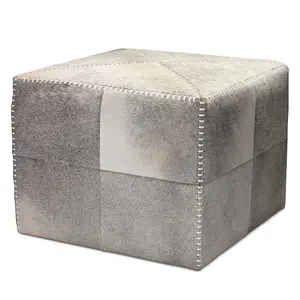 JAMIE YOUNG CO. Hair On Hide Large Ottoman - Grey