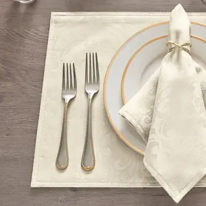 ELRENE HOME FASHIONS Caiden Elegance Damask Napkins, Set Of 4 - Ivory