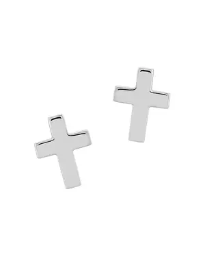 Bloomingdale'S Medium Cross Stud Earrings - White Gold