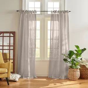 ELRENE HOME FASHIONS Vienna Tie-top Sheer Curtain Panel, 52 X 95 - Gray