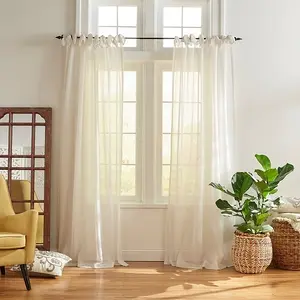 ELRENE HOME FASHIONS Vienna Tie-top Sheer Curtain Panel, 52 X 95 - Off-white