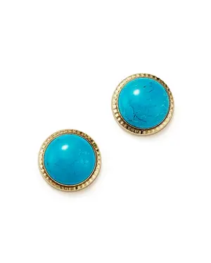 Bloomingdale'S 14k Yellow Gold Turquoise Stud Earrings - Turquoise/gold