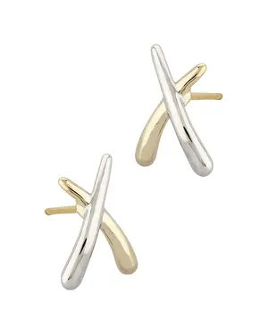 Bloomingdale'S 14k Gold Crossover Stud Earrings - White/gold