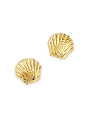 MOON & MEADOW 14k Yellow Seashell Stud Earrings - Gold