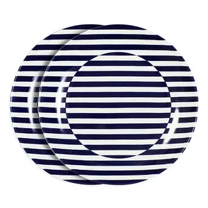 RICHARD BRENDON Coupe Bread And Butter Plate, Set Of 2 - Blue/white