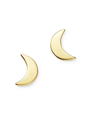 MOON & MEADOW Small Moon Stud Earrings - Gold