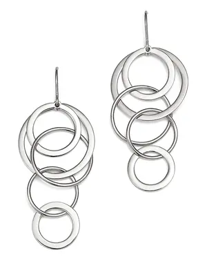 Aqua Sterling Cascading Circle Drop Earrings - Silver